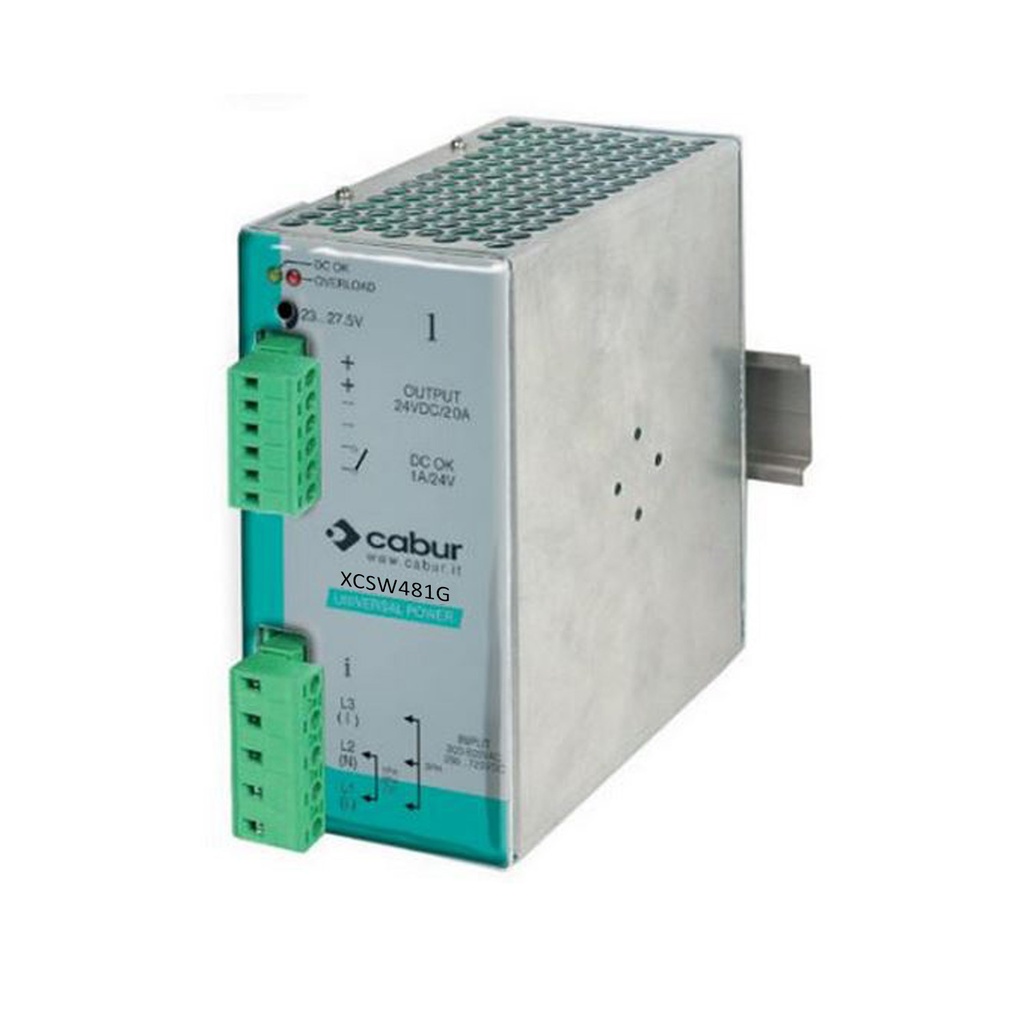 DIN Rail Power Supply, 72Vdc, 6A Output, 1-2-3 Phase 185-550Vac Input ...